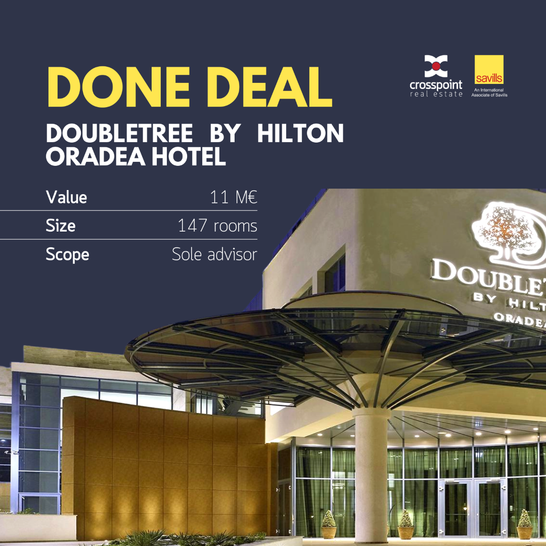 Crosspoint Real Estate assisted the transaction of the DoubleTree by Hilton Oradea hotel, owned ...